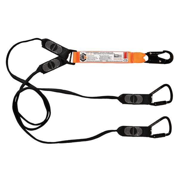 Linq Lanyard Double Webbing 1 x Snap Hook / 2 x DA Scaff Hooks 2m - Safe1